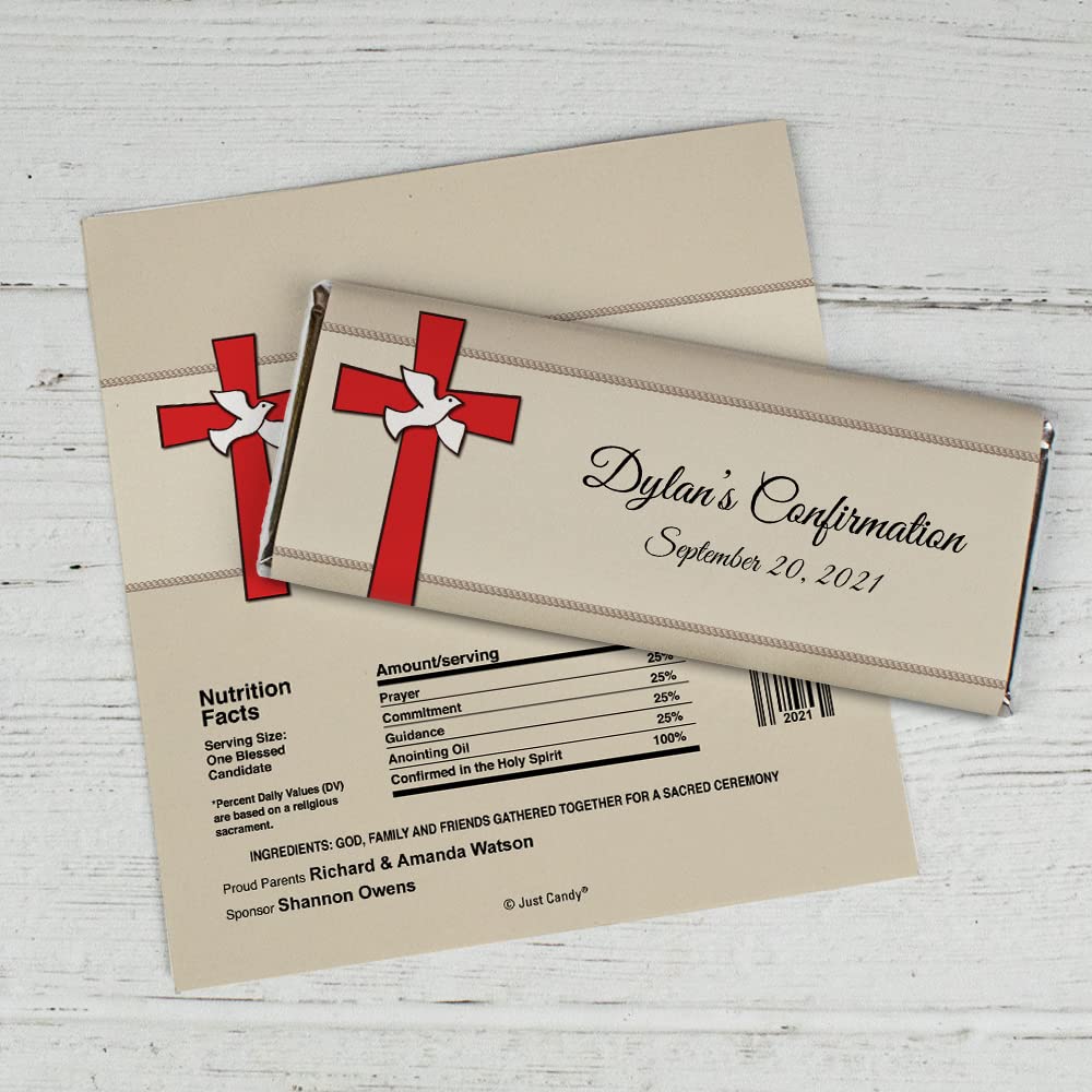 25ct Personalized Dove and Cross Confirmation Chocolate Bar Wrappers ...