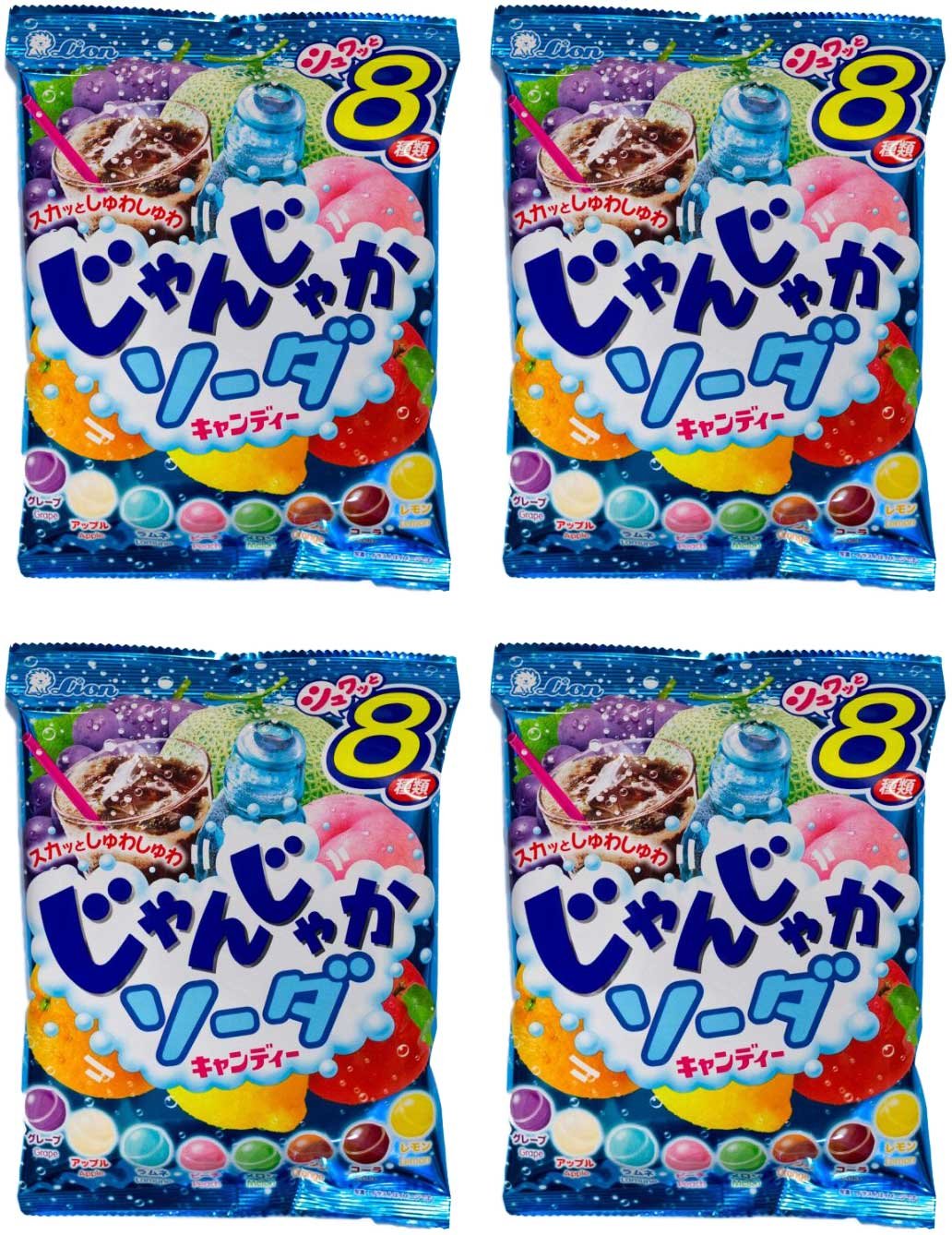 4 Bags of Lion Noisy 8-Flavor Soda Hard Candy – Enjoy Refreshing Ramune ...