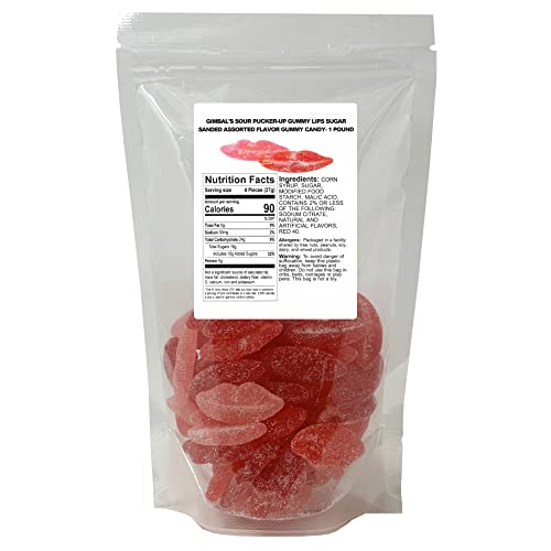 Gimbal’s Sour Pucker Lips Gummy Candy, 68 Pieces, 1 Lb, Assorted ...