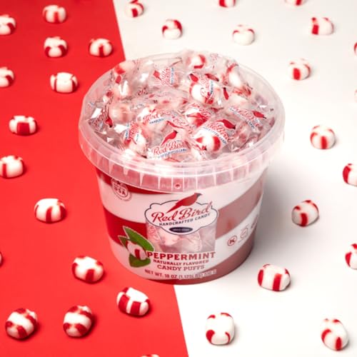 Red Bird Soft Peppermint Candy Puffs, 18 oz Bucket, Individually ...