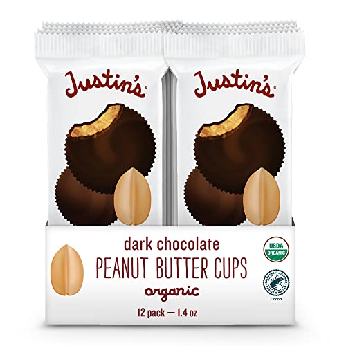 JUSTIN’S Organic Dark Chocolate Peanut Butter Cups 12 Pack 1.4oz (Pack ...