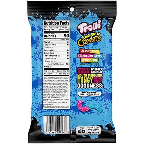 Trolli Sour Brite Crawlers Original Flavored Gummy Worms 7.2oz Pack of ...
