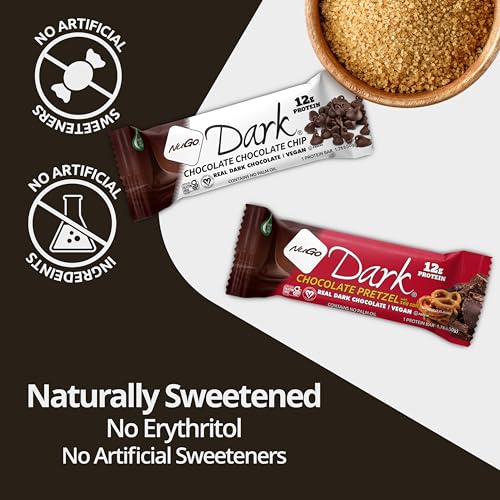 NuGo Dark Chocolate Chip Vegan Protein Bars, Gluten Free, 12 Count ...
