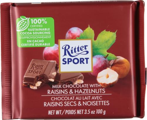 Ritter Sport Milk Chocolate Bar with Raisins & Hazelnuts 3.5oz ...