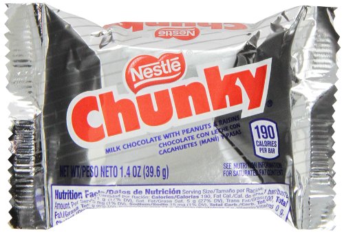 Chunky Single Candy Bars Pack of 48 1.4oz Made with Milk Chocolate ...