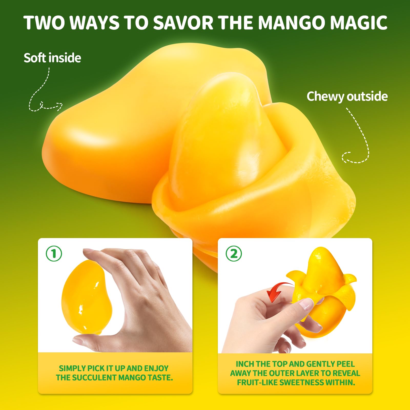 Peelable Mango Candy, Real Fruit Juice, Glutinous Texture, Resealable ...