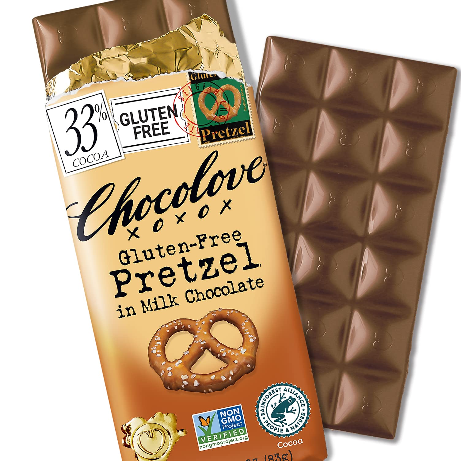 Chocolove Pretzel in Milk Chocolate, 33% Cacao, 12 Pack, Non GMO ...