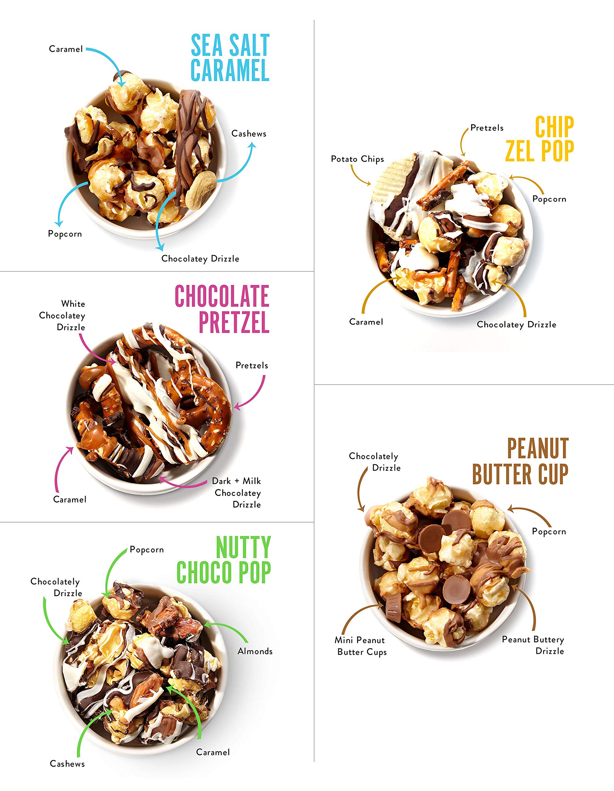 Funky Chunky Gourmet Popcorn Sampler Variety Pack – 5 Flavors 2 oz (5 ...