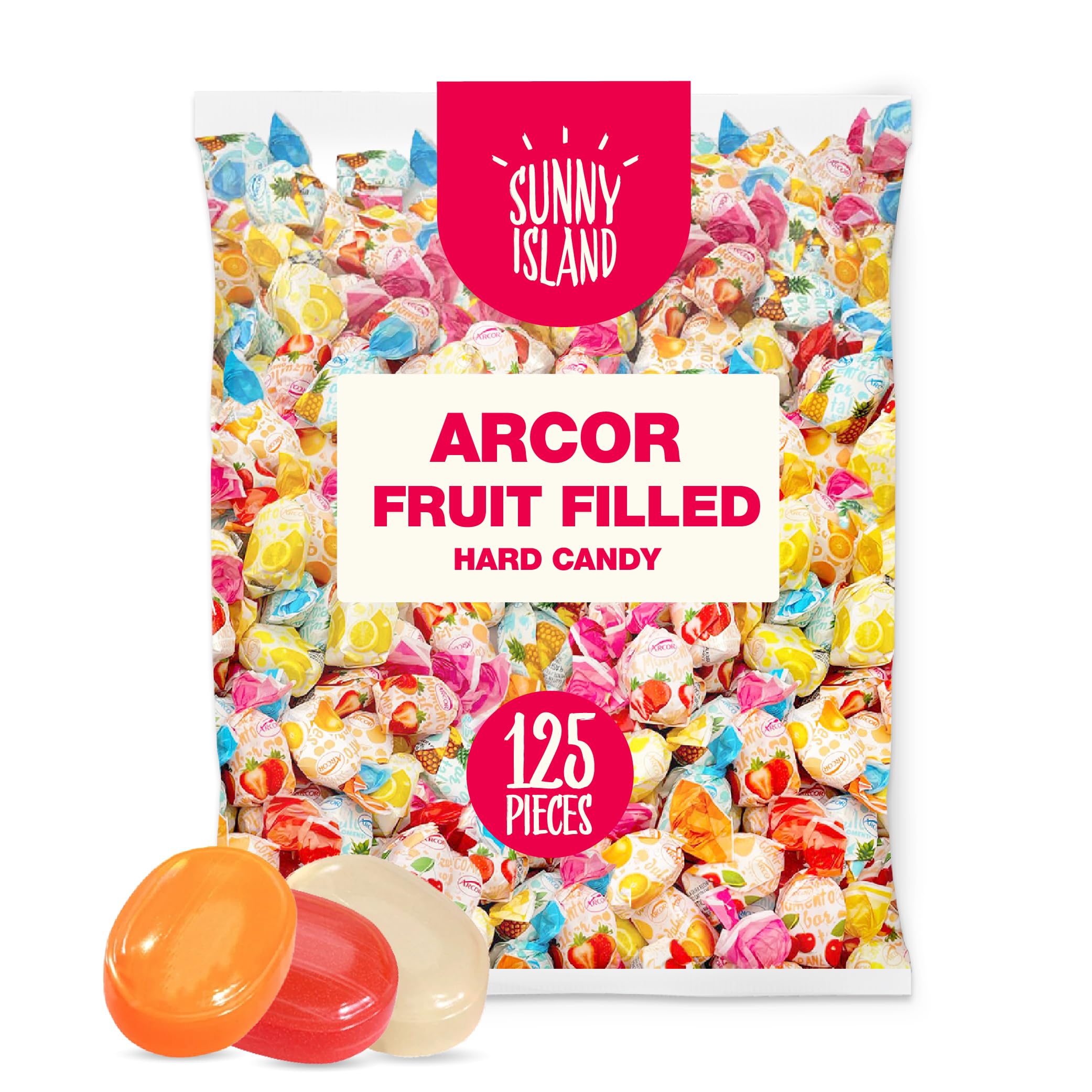 Arcor Fruit Filled Hard Candy Bon Bons, Assorted Flavors, 2lb Bulk Pack ...