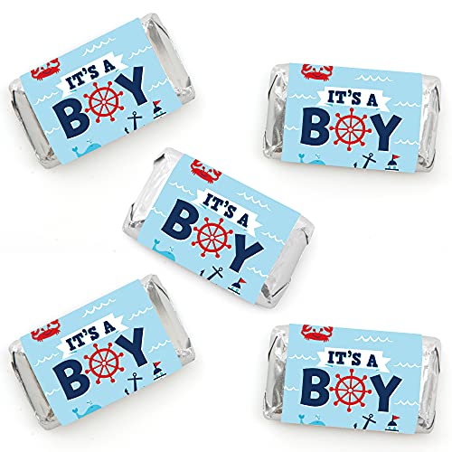 Big Dot of Happiness Ahoy It’s a Boy Mini Candy Bar Wrapper Stickers ...