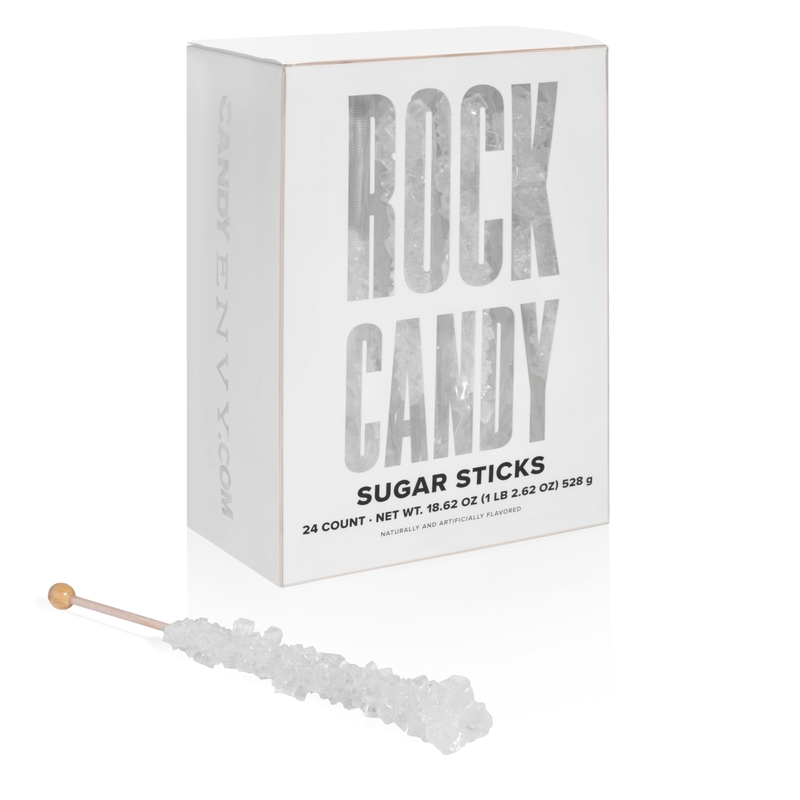 Candy Envy White Rock Candy Sugar Sticks – Original Flavor, 24 ...
