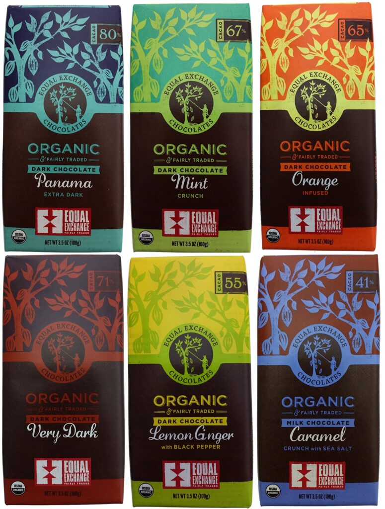 Equal Exchange Organic Chocolate Bar Variety 21oz: 6 Fair Trade Dark ...