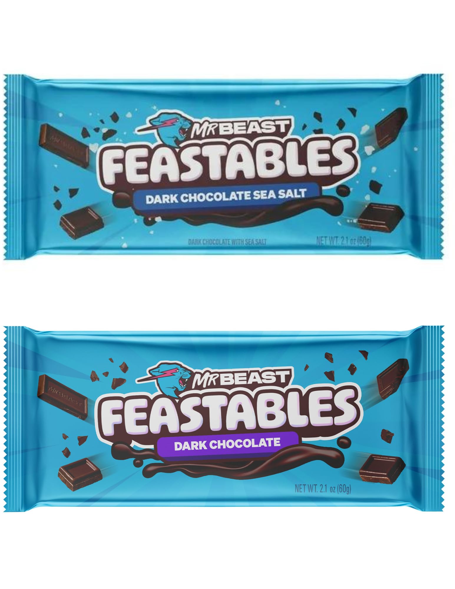 Feastables Dark Chocolate Duo Beast Bars Bundle, New Formula Smoother ...