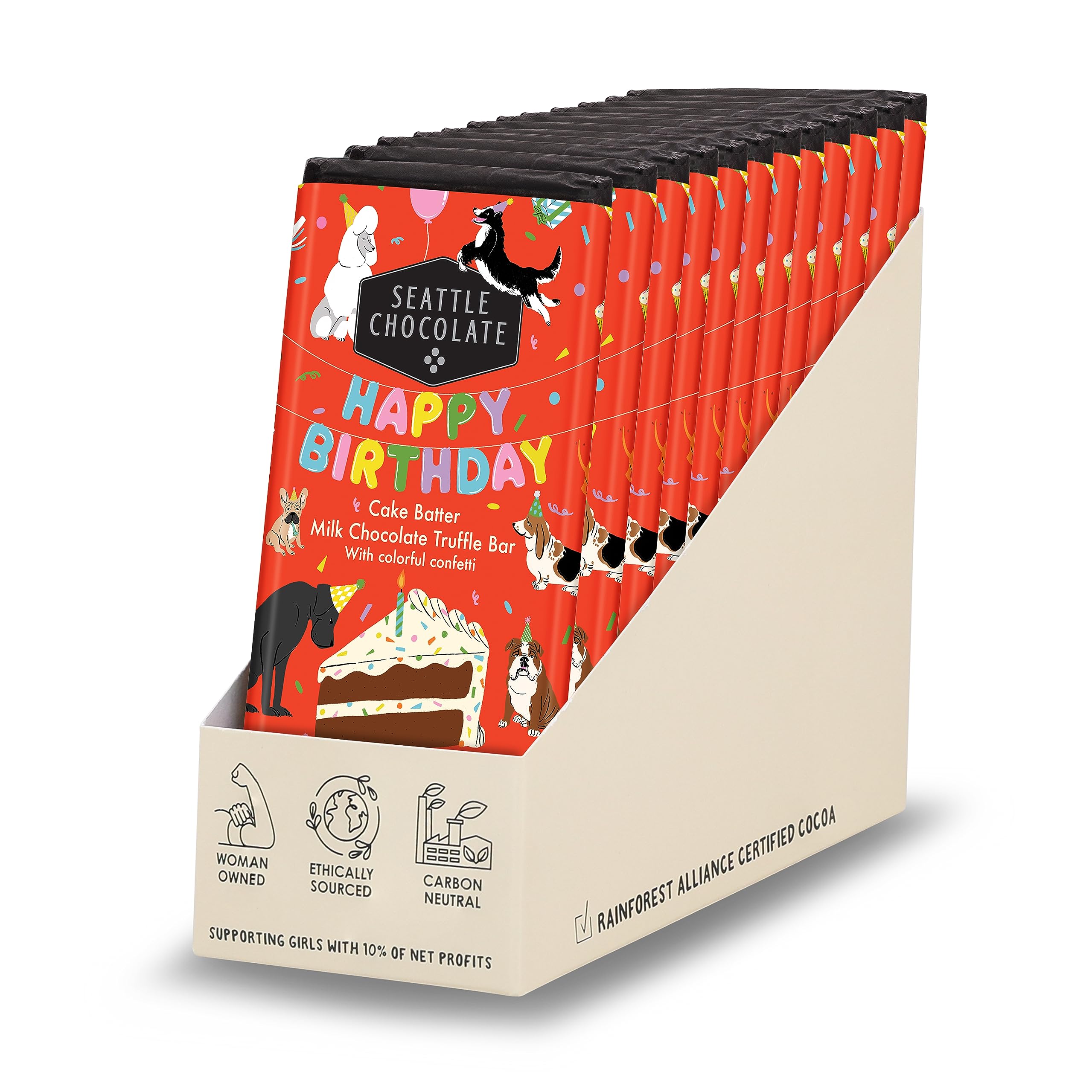 Happy Birthday Cake Truffle Bar Seattle Chocolate 12 count Gluten-Free ...