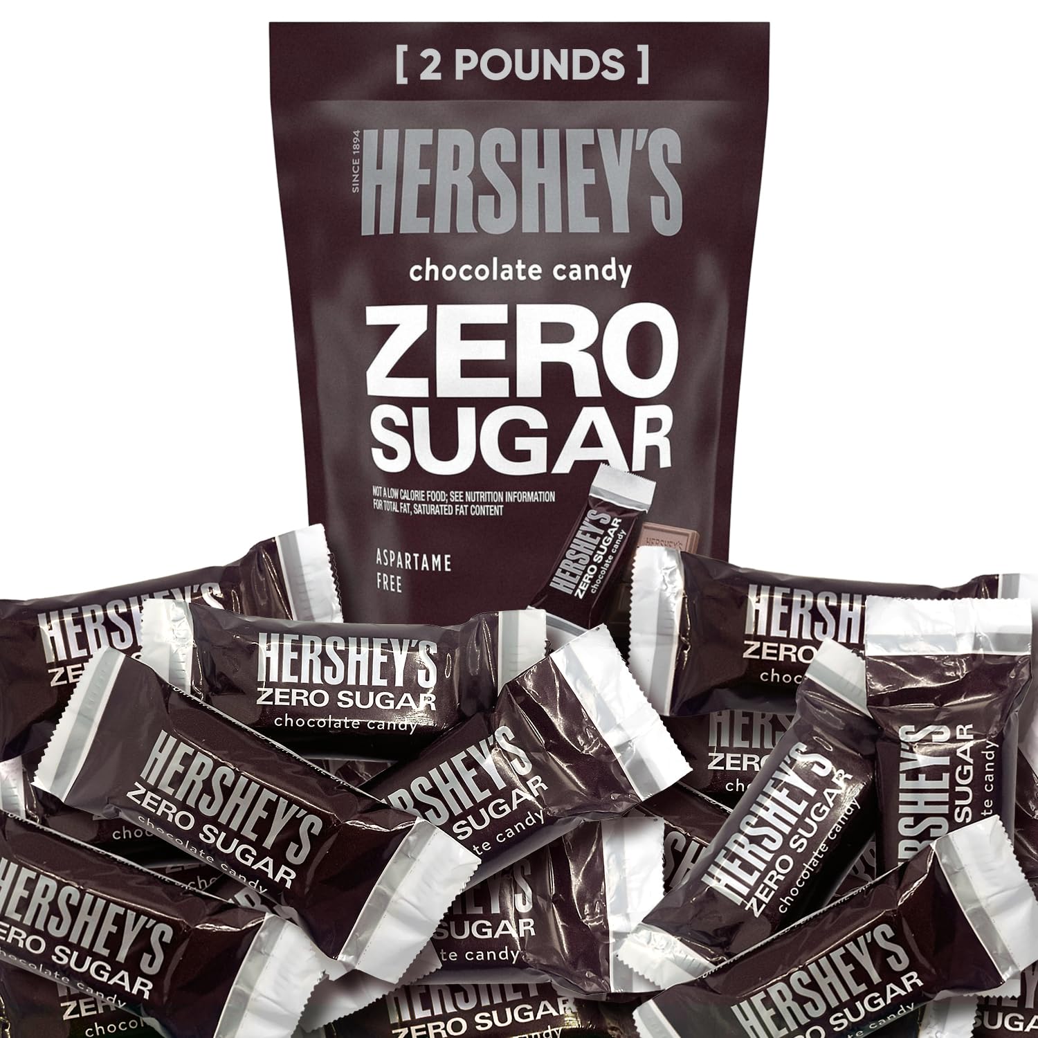 Hershys Zero Sugar Snacks Pack Miniatures Chocolate Candy Bar 2 Pounds ...