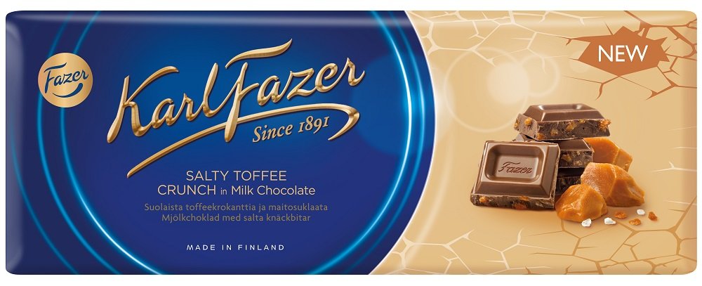 Karl Fazer Blue – Salty Toffee Crunch in Milk Chocolate – Bar 200g ...