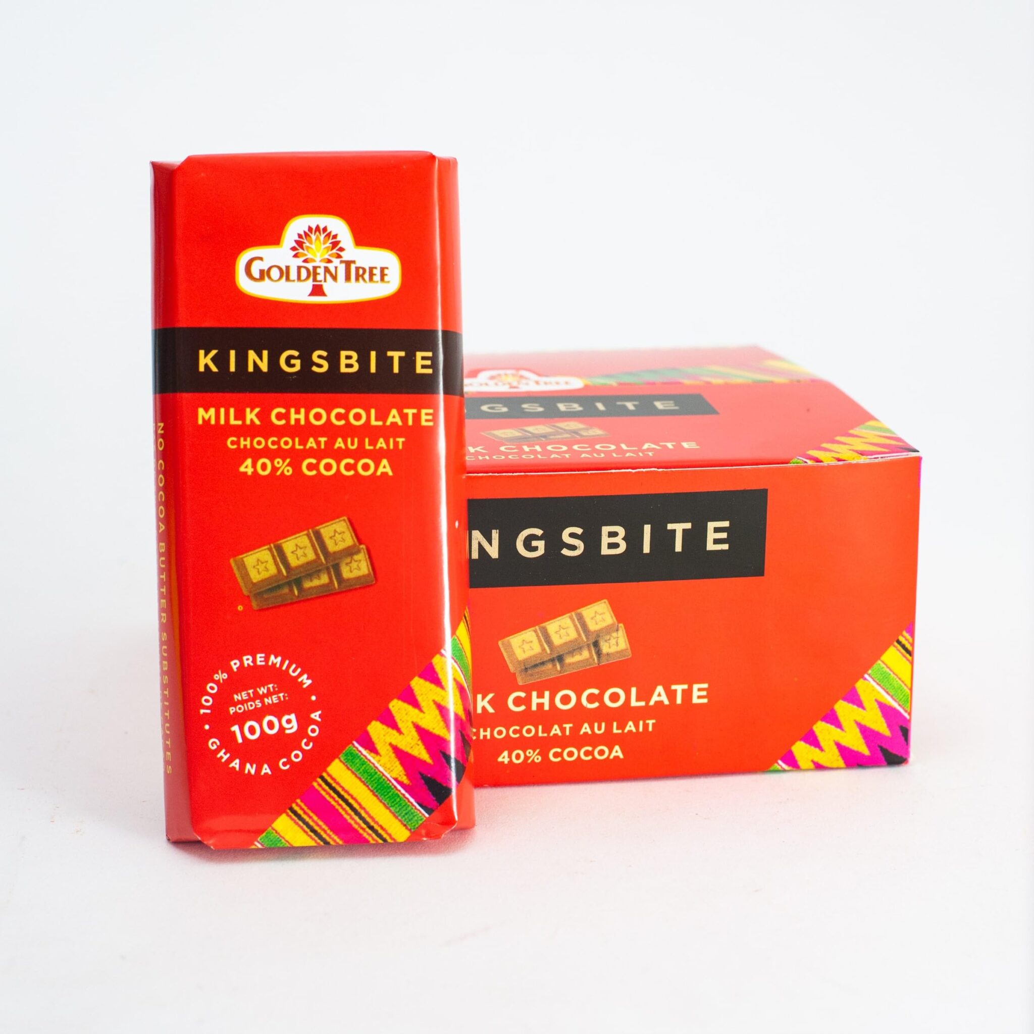 Kingsbite Milk Chocolate Bars, 40% Cocoa, Box of 10, 100g Each ...