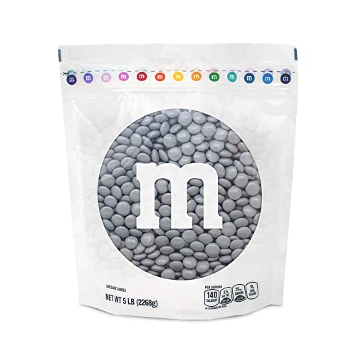 M&M’S Silver Milk Chocolate Candy, 5lbs Bulk Bag for Candy Bars ...
