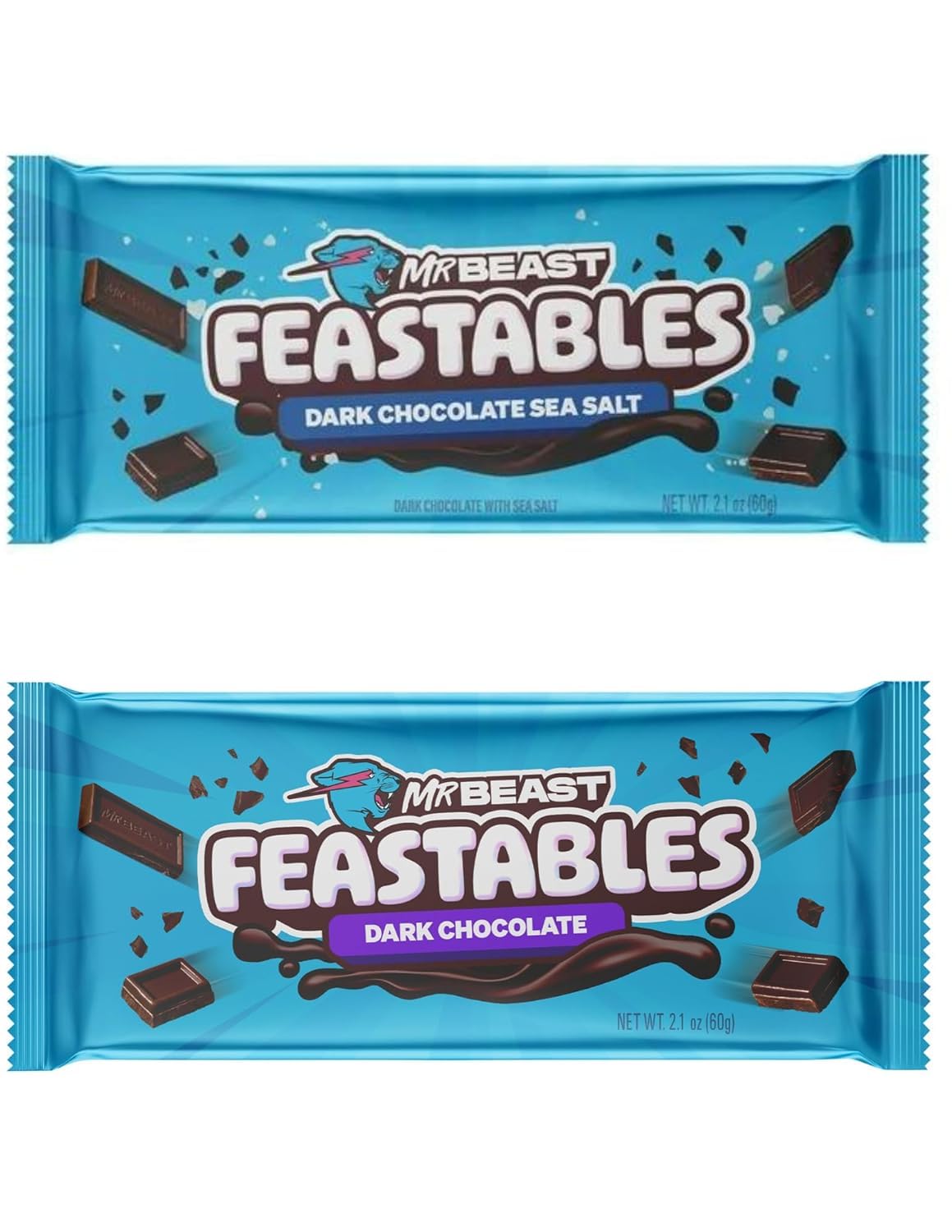 Mr. Beast Feastables Dark Chocolate Duo Beast Bars Bundle, New Formula ...