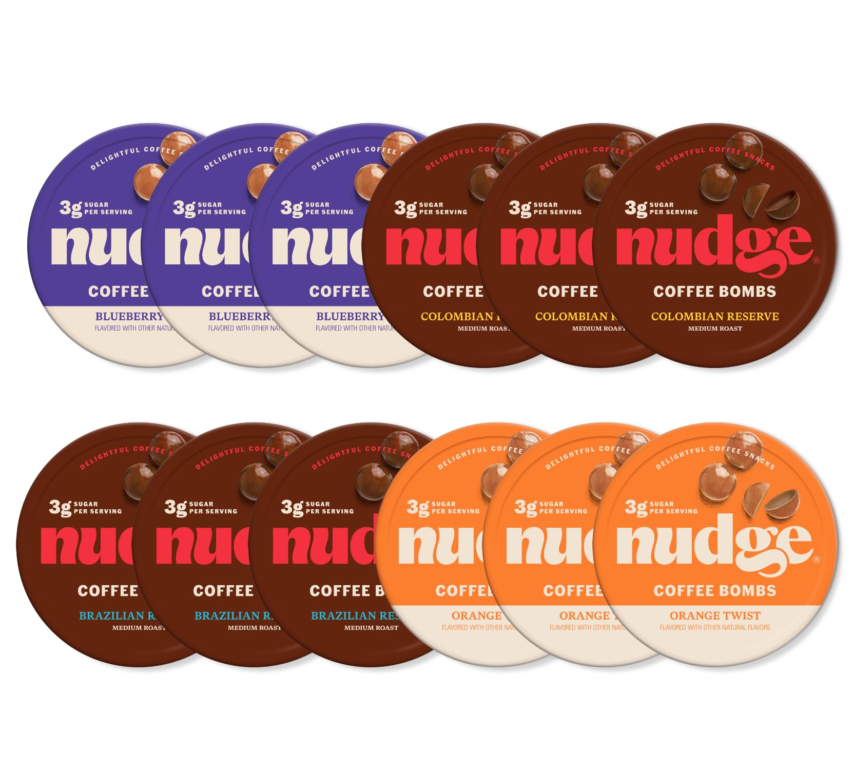 Nudge Coffee Bombs Blueberry Swirl, Orange Creme, Brazilian & Colombian ...