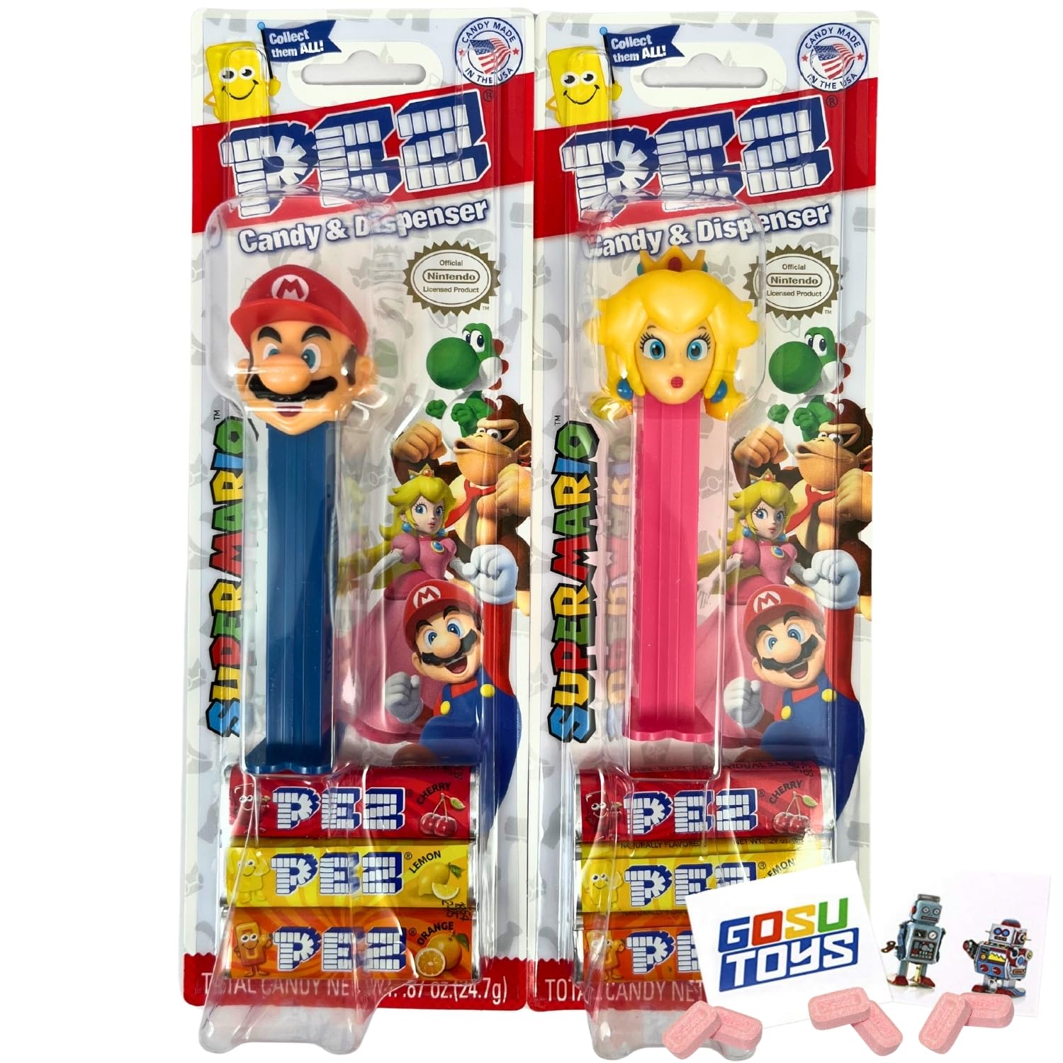 PEZ Super Mario Candy & Dispenser 2 Pack with 2 Exclusive Gosutoys ...