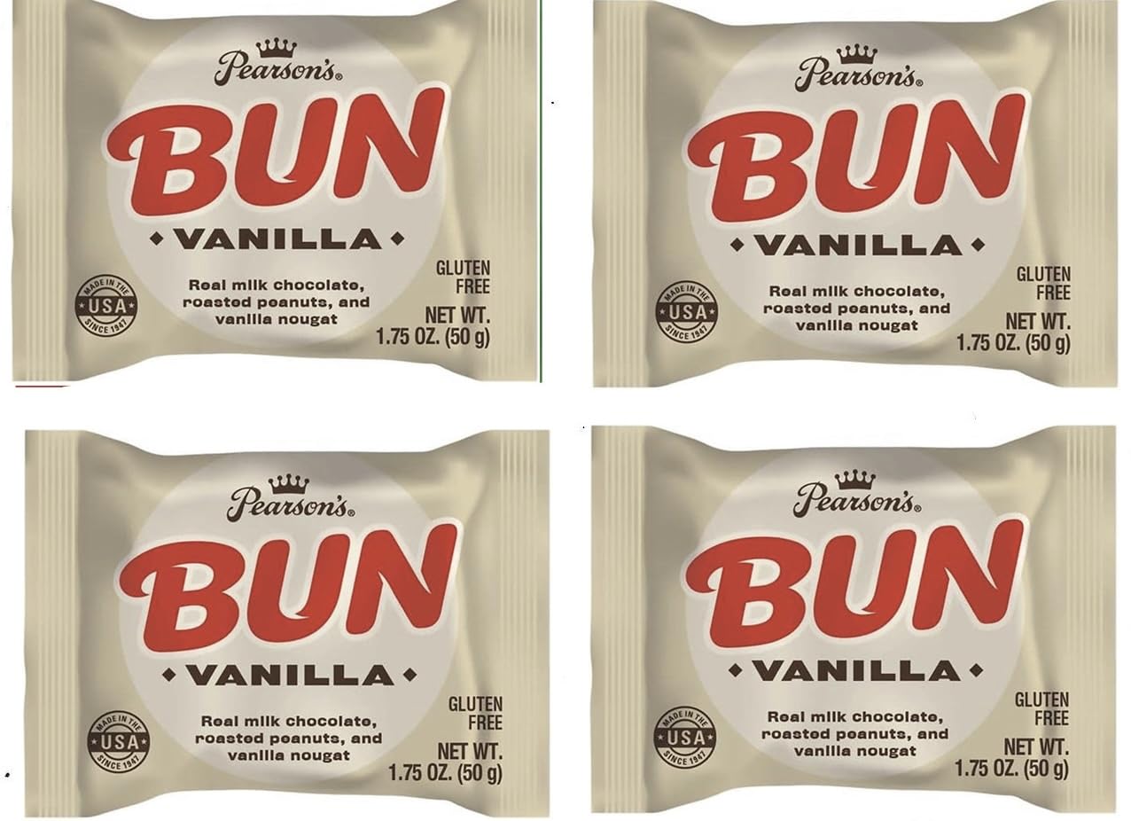 Pearson’s Vanilla Bun Cluster Bar – 4 Pack, Creamy Nougat Filling, Rich ...