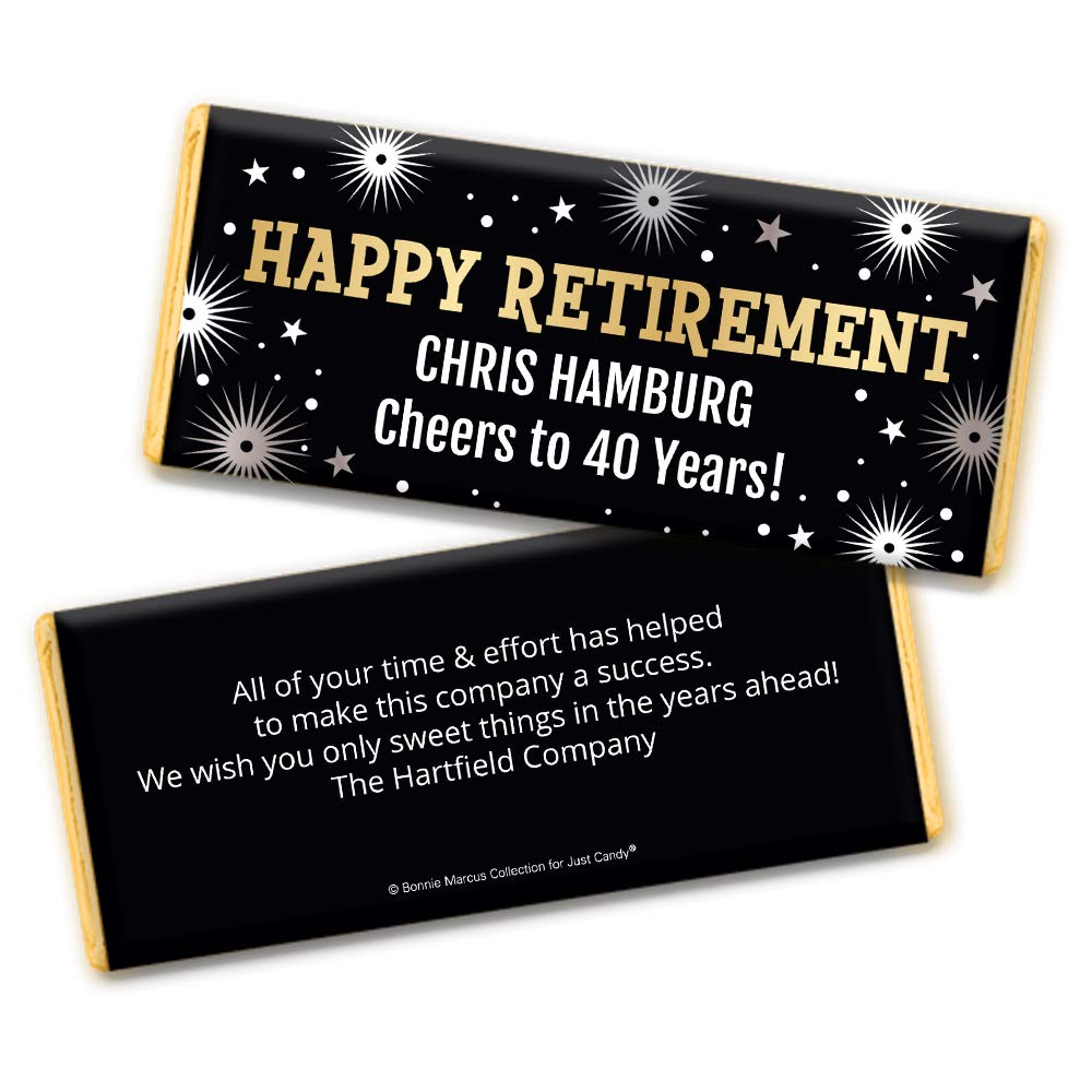 Retirement Personalized Chocolate Bar Wrappers 25 Count WH Candy – Nibbleq