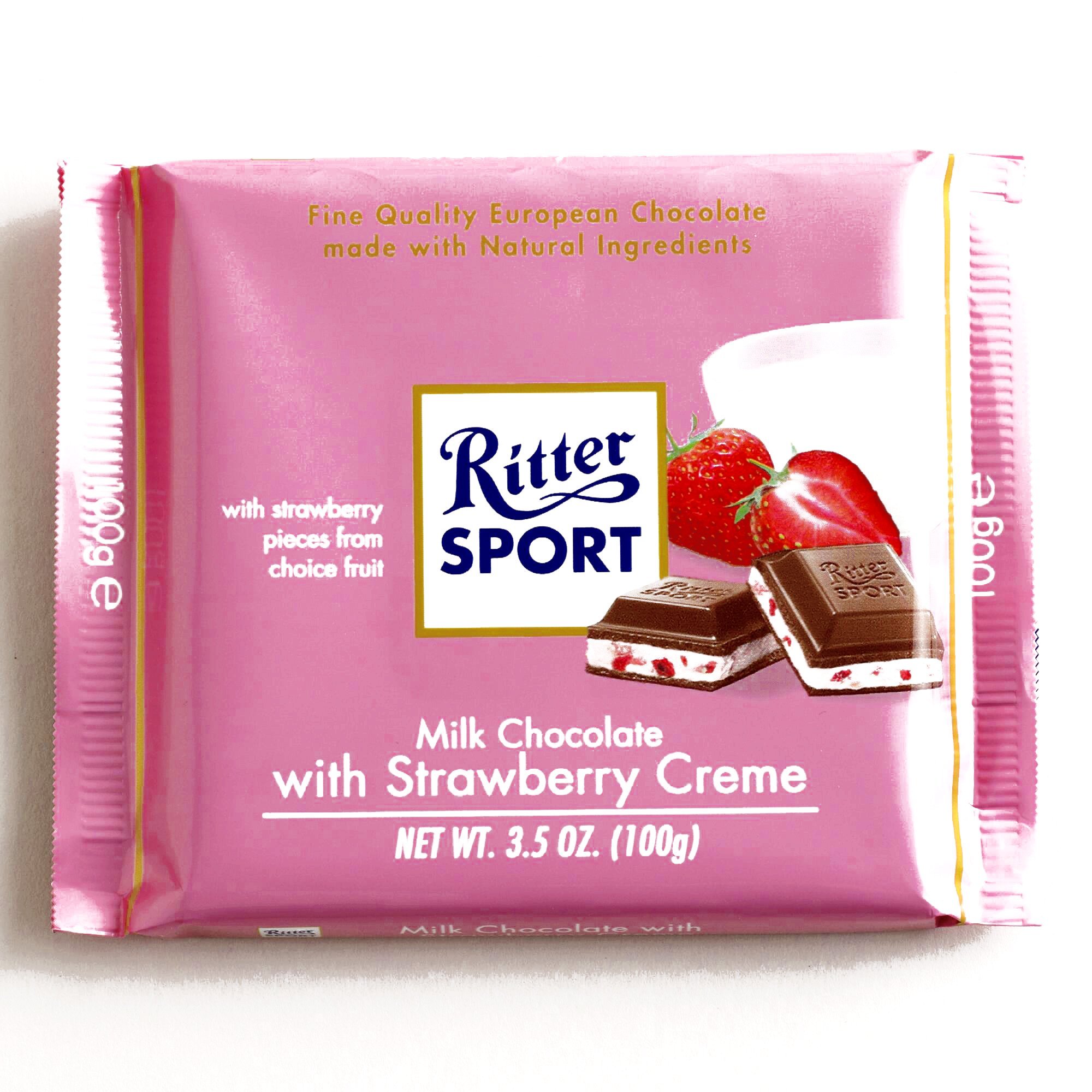Ritter Sport Milk Chocolate with Strawberry Creme 3.5 oz – Rich Flavor ...