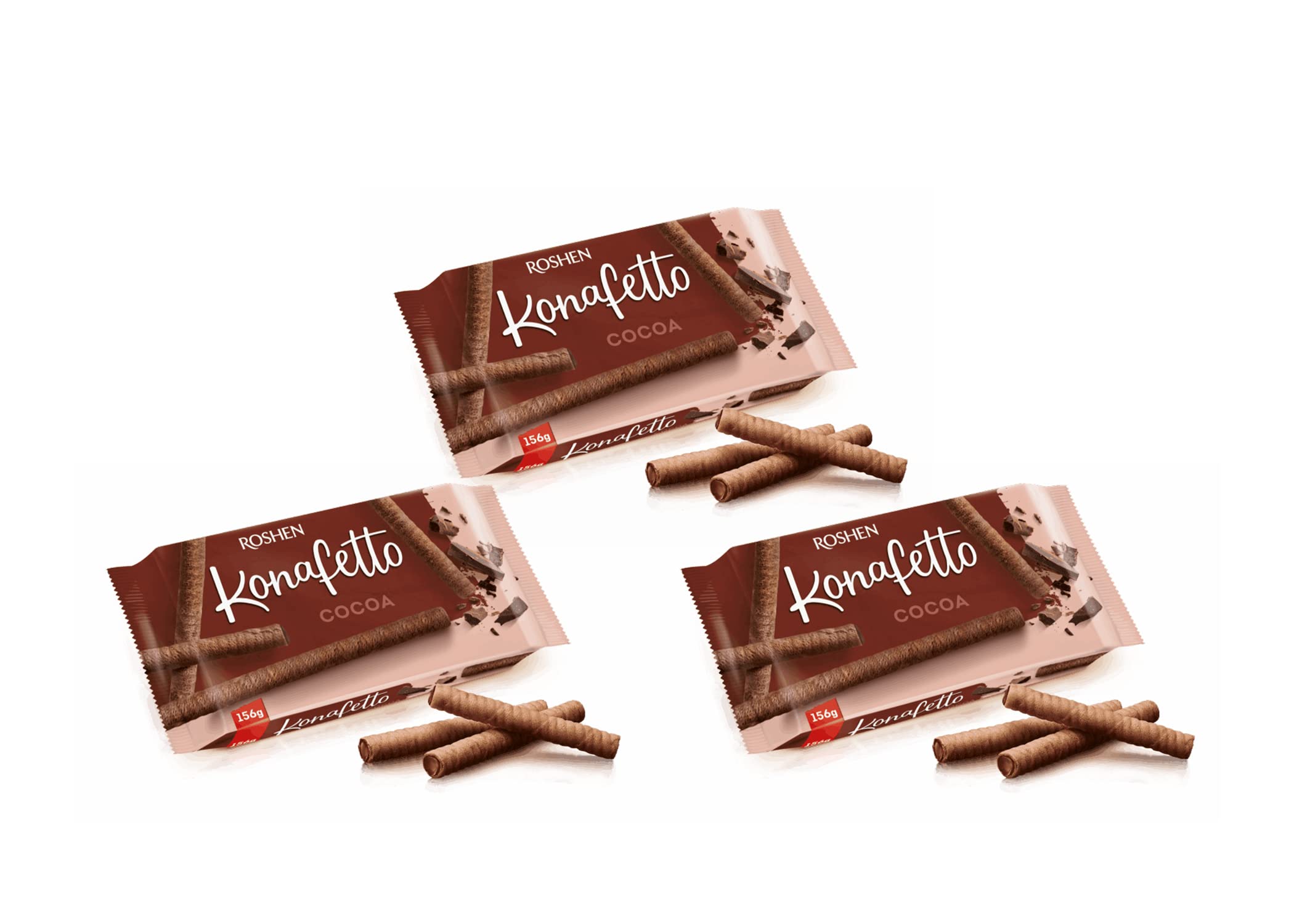 Roshen Crispy Cocoa-Cream Wafer Rolls 4.90oz Pack of 3 Kosher Halal ...