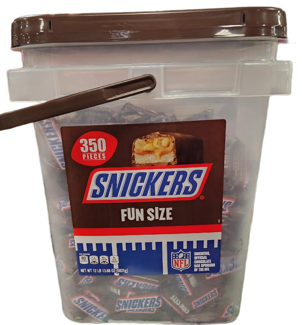 Snickers Fun Size Chocolate Candy Bars 205.68 oz (350 Pieces) Bucket ...