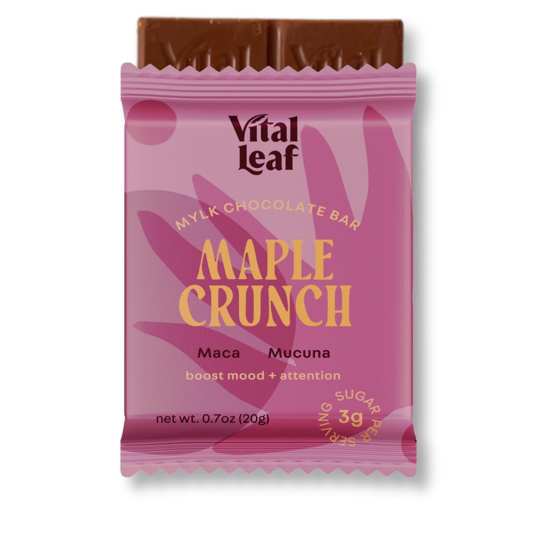 Vital Leaf Maple Crunch Mylk Chocolate Mini Bar: Organic, Vegan, Low ...