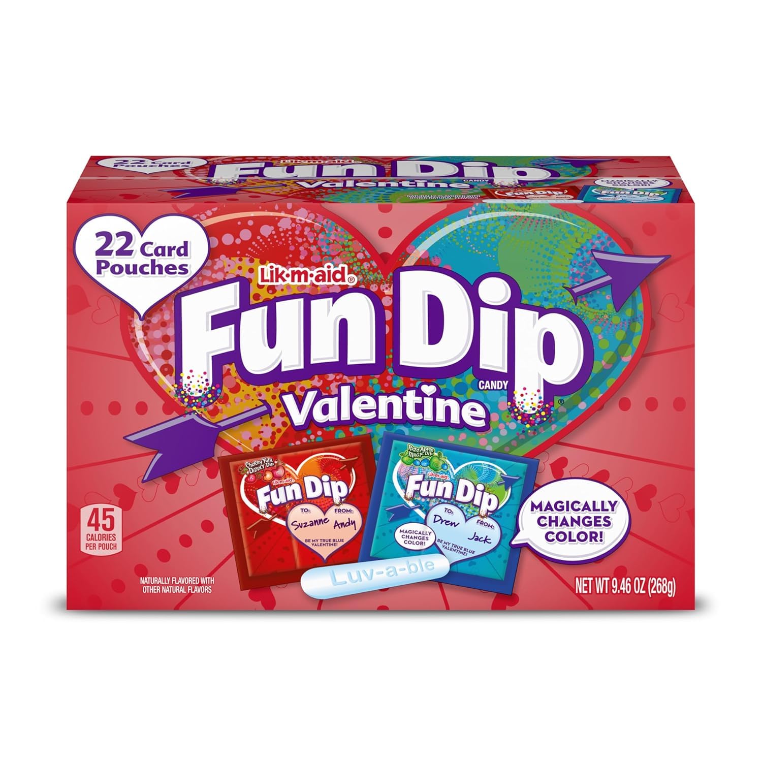 Wonka Fun Dip Valentine Card & Candy Kit – 22 Count, Cherry & Apple ...